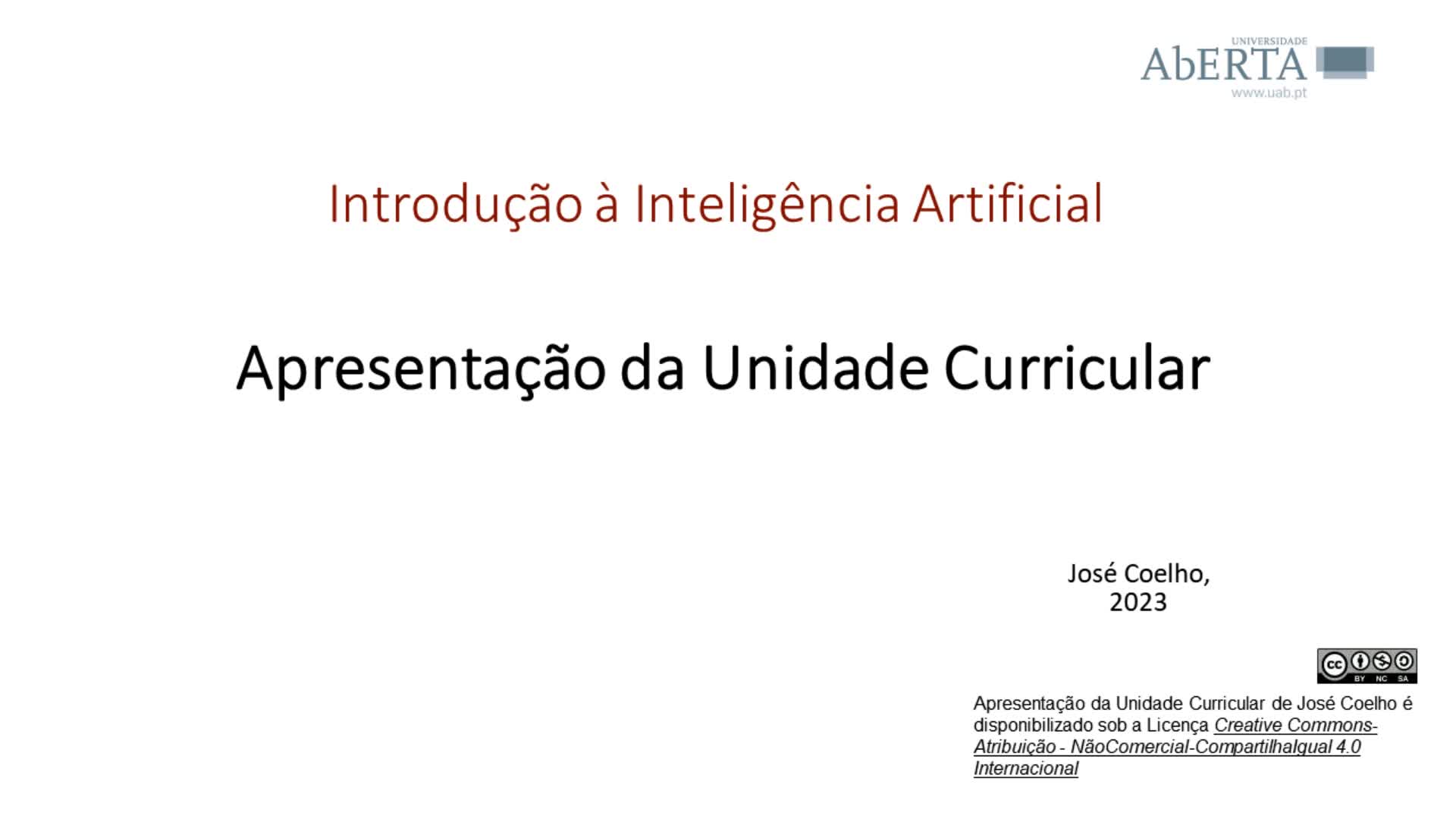 Educast player: Introdução à Inteligência Artificial: apresentação da ...
